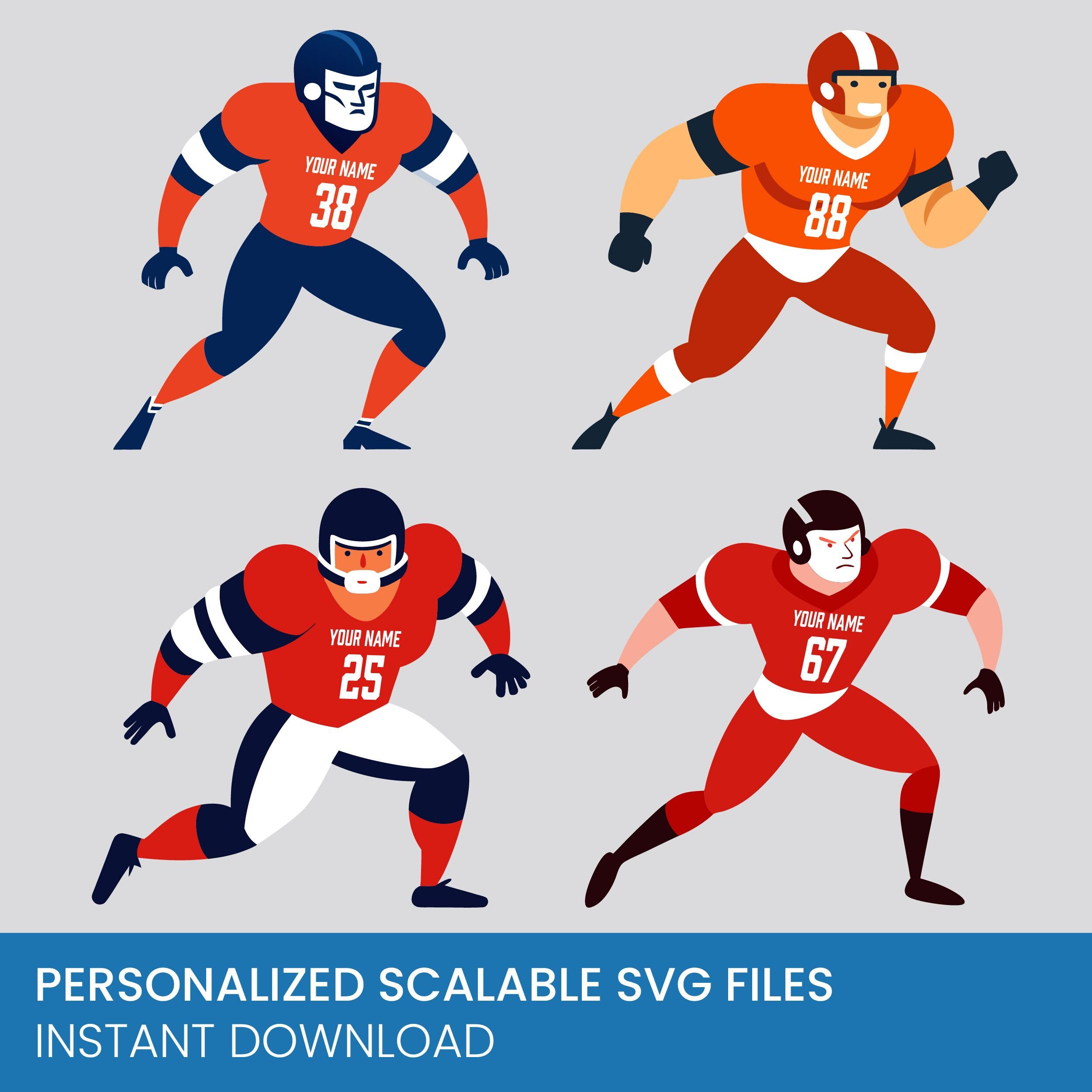 American Football Player SVG Designs, Football Sublimation Clipart - Etsy