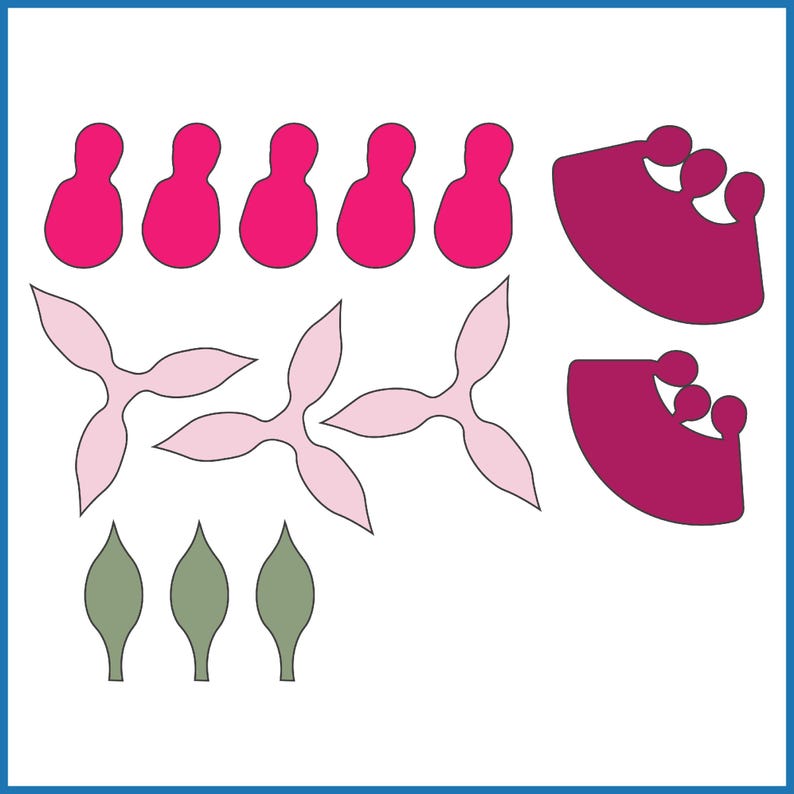 Felt Fuchsia Flower - Cricut Cutting Sewing Pattern - Etsy