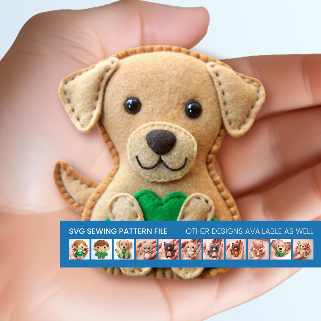 Felt Doll Pattern, Cute Labrador Retriever, DIY Plans, Cricut Projects ...