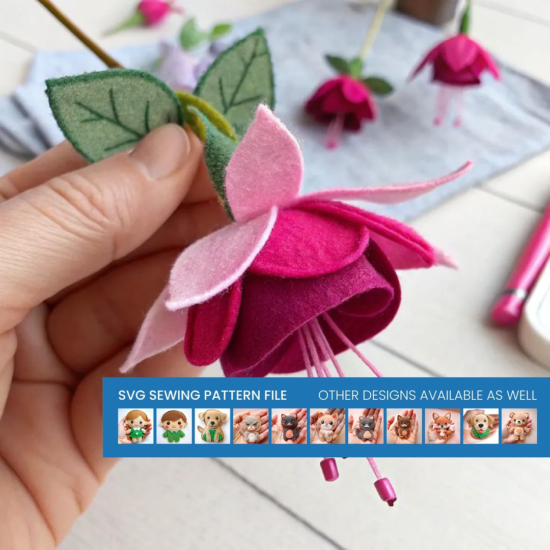 Felt Fuchsia Flower - Cricut Cutting Sewing Pattern - Etsy