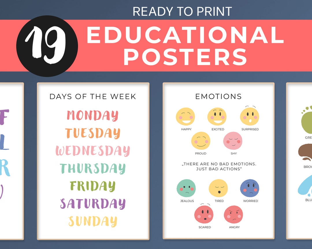 Educational Set, Weather Poster, Shapes Poster, Numbers Poster ...