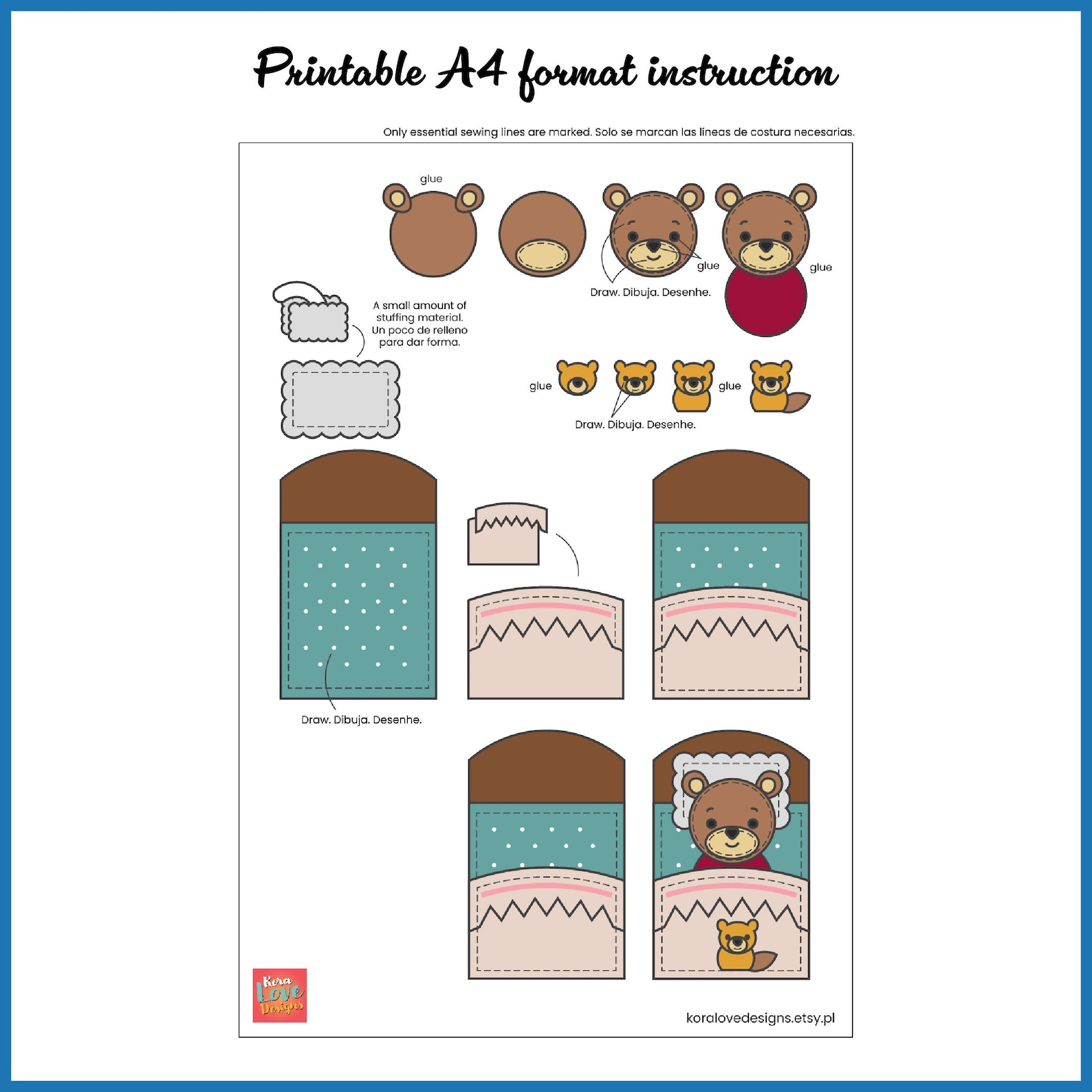 Teddy Bear in Bed - Cricut Cutting Sewing Pattern - Etsy Canada