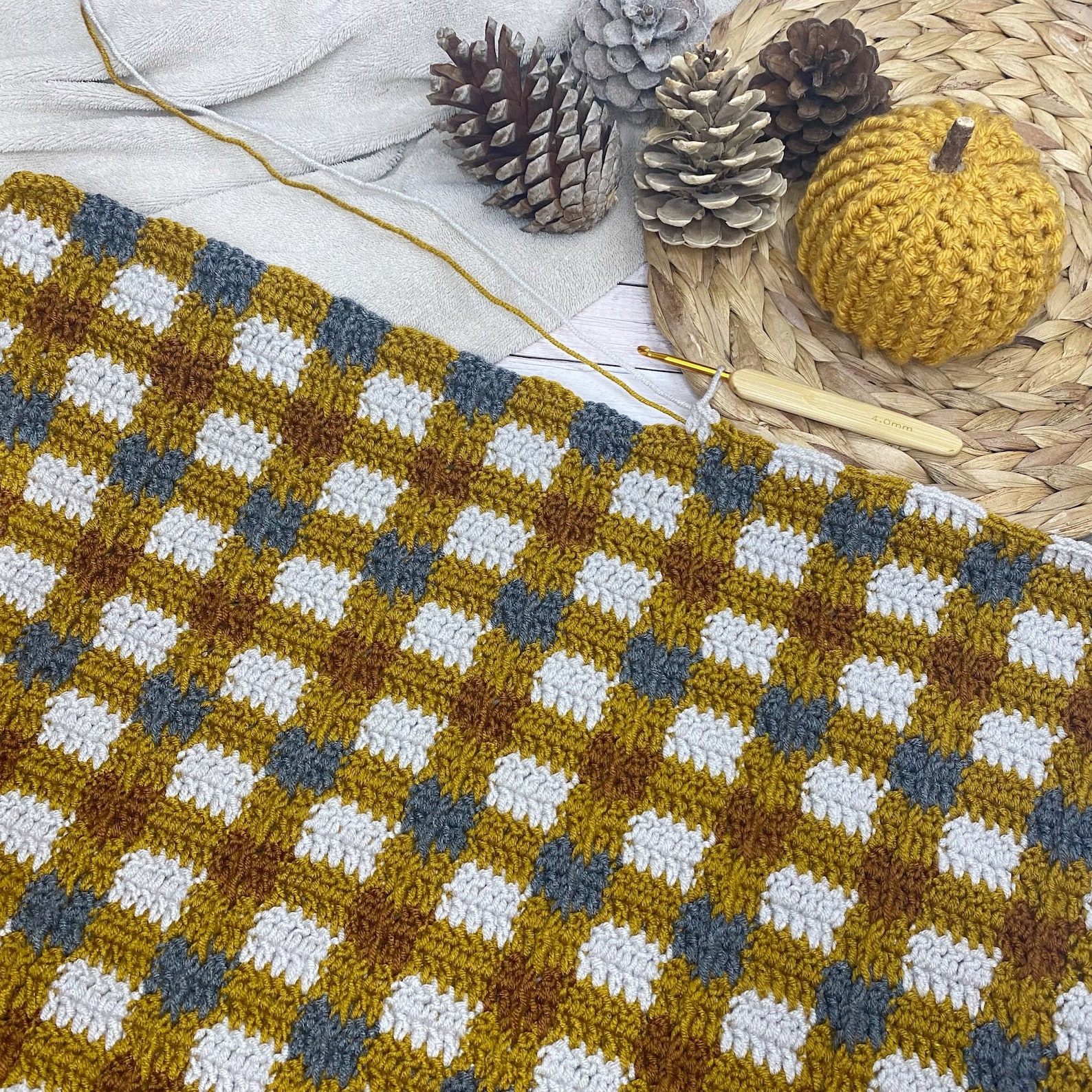 Cozy Plaid Blanket - Crochet Pattern - Crochet Blanket - Gingham ...