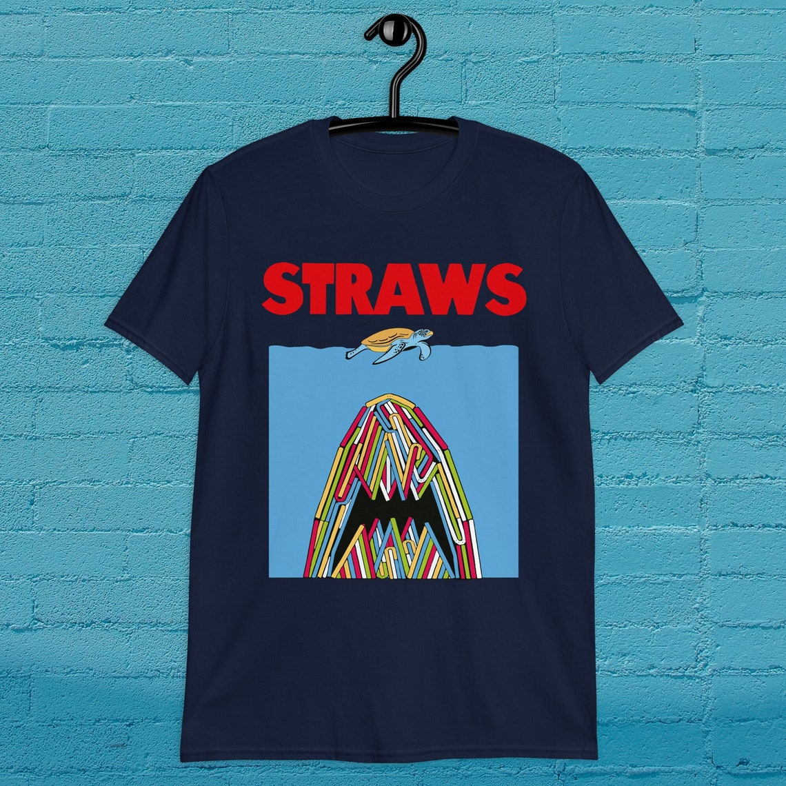 Straws Jaws Turtle Parody Shirt Save the Turtles Shirt Save the Ocean ...