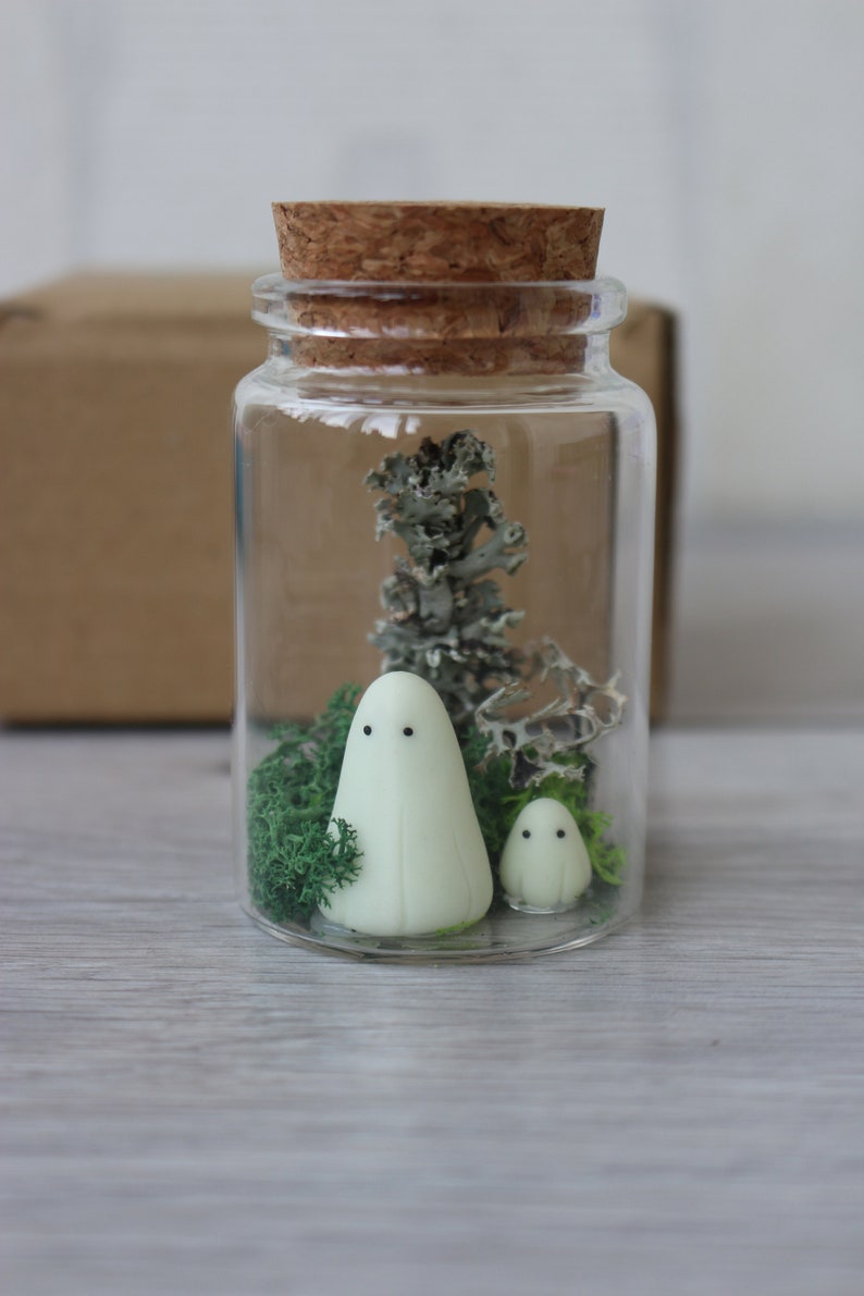 Ghost in a Jar, Pet Ghost in Bottle, Spooky Gift, Polymer Clay Ghost ...