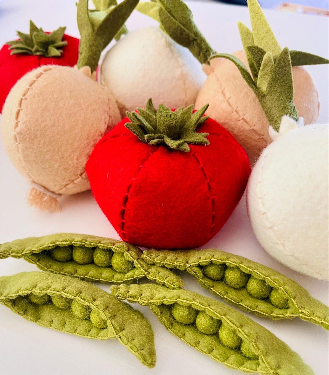 Felt Snap Peas, Felt Vegetables, Felt Veggies, Play Food, Play Kitchen ...