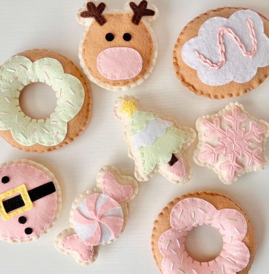 Felt Pastel Chirstmas Cookies and Doughnut Set, Felt Cookies, Felt ...