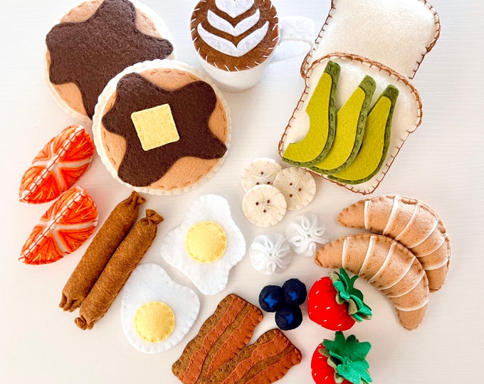 Felt Food Breakfast Set, Felt Play Food, Play Kitchen, Play Bakery ...