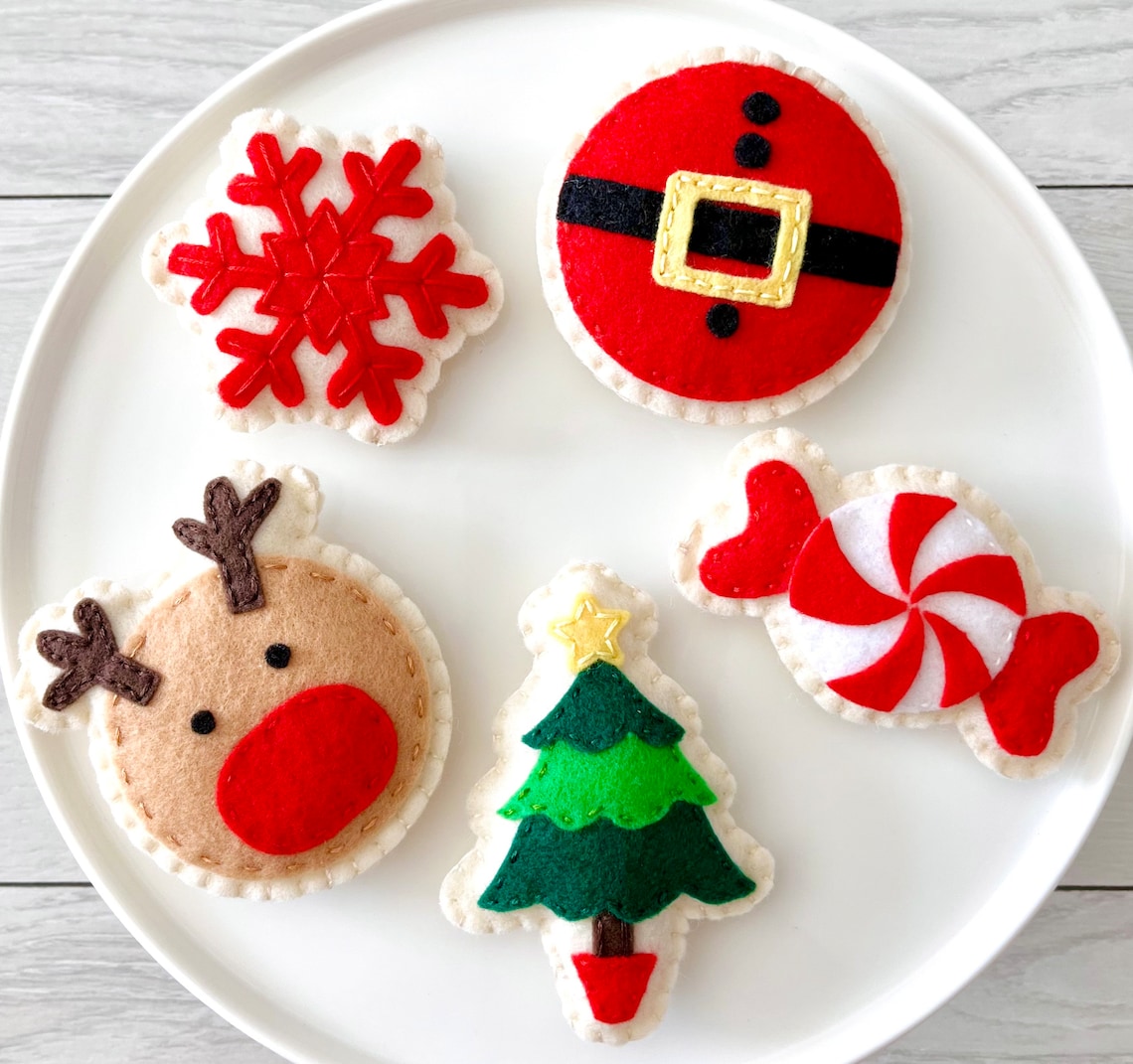 Felt Christmas Cookies Play Bakery Cookies Felt Food Set - Etsy