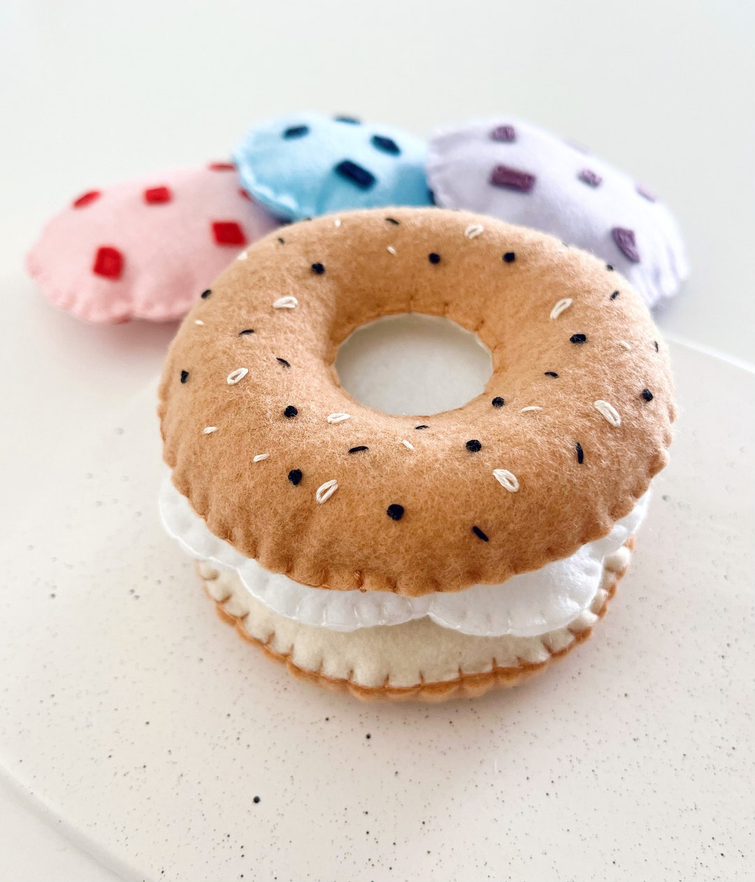 Felt Bagel With Assortment of Cream Cheeses, Everything Bagel, Play ...
