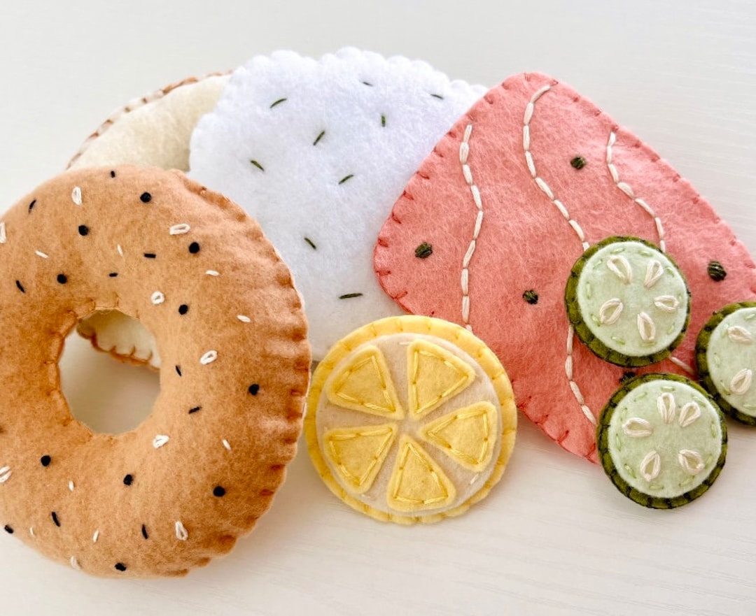 Felt Cream Cheese & Lox Bagel Felt Bagel Set Felt Food Play - Etsy