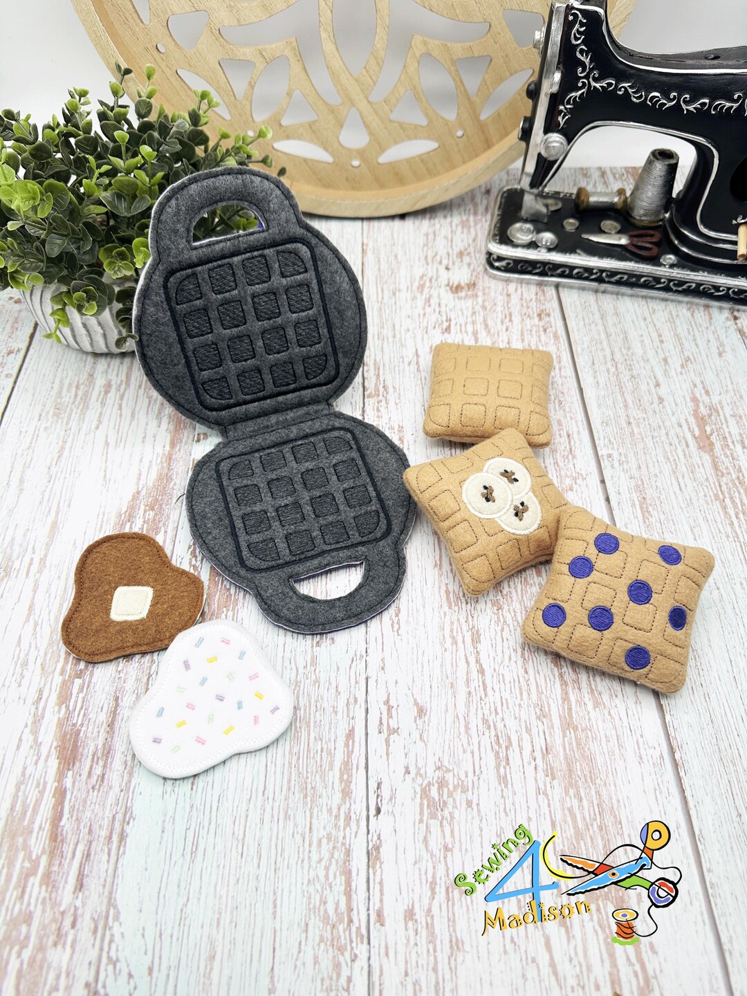Felt Play Food Waffle Maker Playset Felt Waffles - Etsy