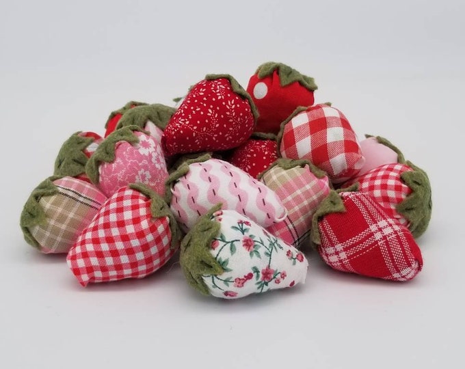 Play Strawberry Set of 6 - Pretend Play - Play Kitchen - Fabric ...