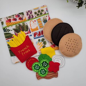 Felt Play Food - Deluxe Burger and French Fry Set Pretend Play Kitchen ...