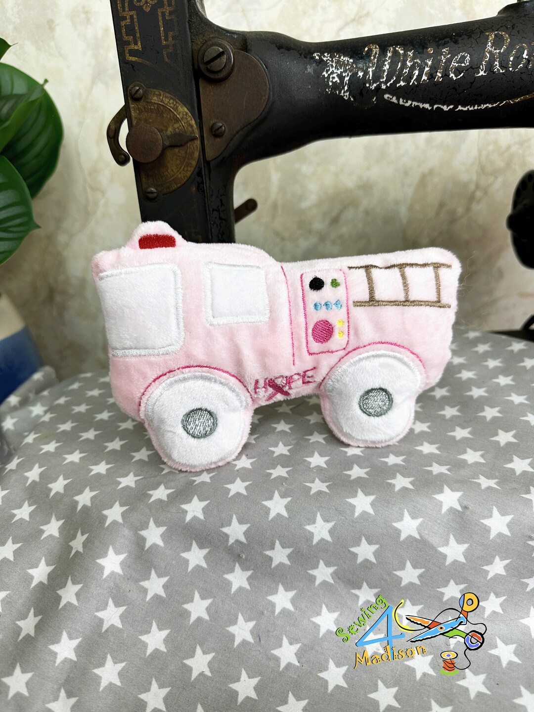 Fire Truck Stuffie Handmade Rescue Vehicle Stuffie Toy Plush - Breast ...