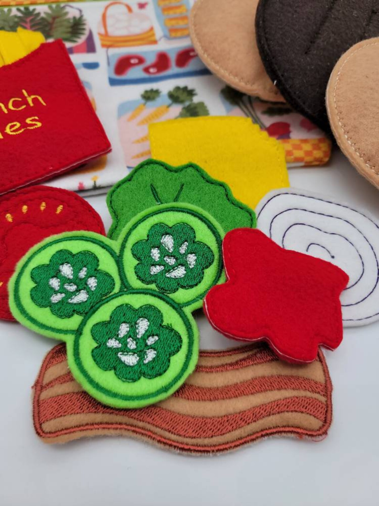 Felt Play Food - Deluxe Burger and French Fry Set Pretend Play Kitchen ...