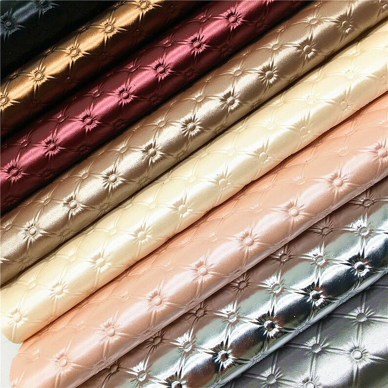 Metallic Embossed Diamond Faux Leather Sheet Fabric Vinyl for - Etsy