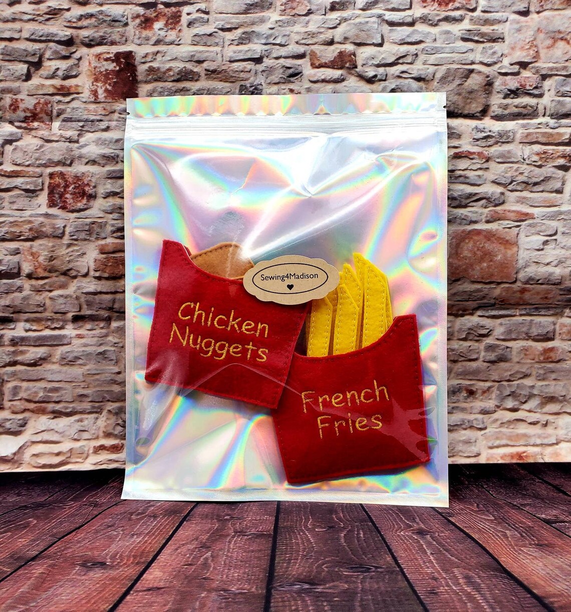 Felt Play Food Chicken Nugget and French Fry Set Handmade | Etsy