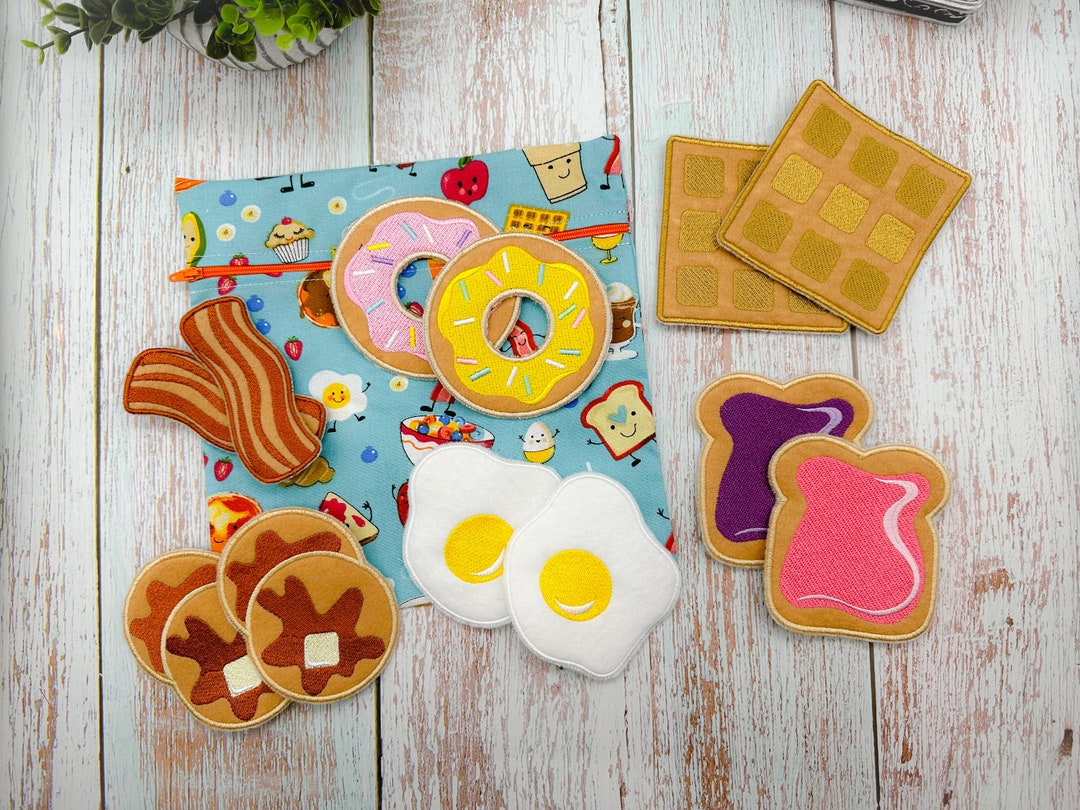 Felt Play Food - Breakfast Set - Eggs - Pancakes - Waffles - Donuts ...