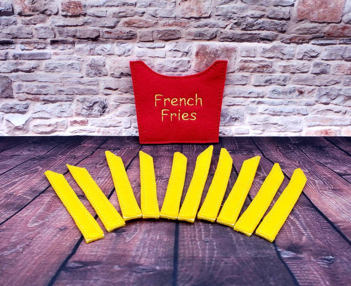 Felt Play Food Chicken Nugget and French Fry Set Handmade | Etsy