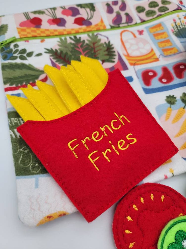 Felt Play Food - Deluxe Burger and French Fry Set Pretend Play Kitchen ...