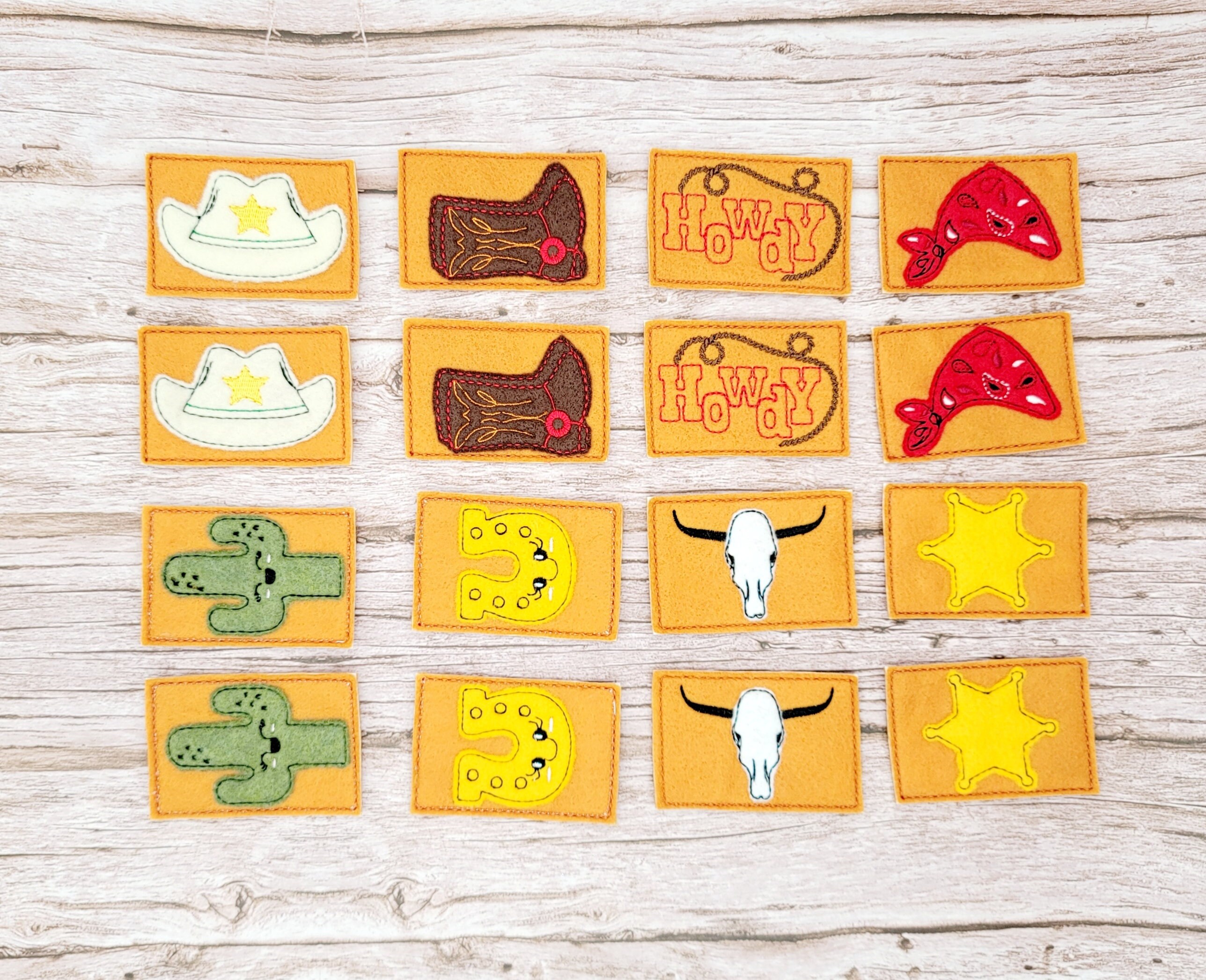 Felt Memory Card Game - Western Themed - Eco-friendly - Toddler Gift ...