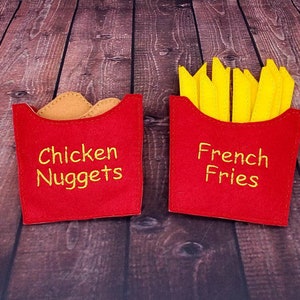 Felt Play Food Chicken Nugget and French Fry Set Handmade | Etsy