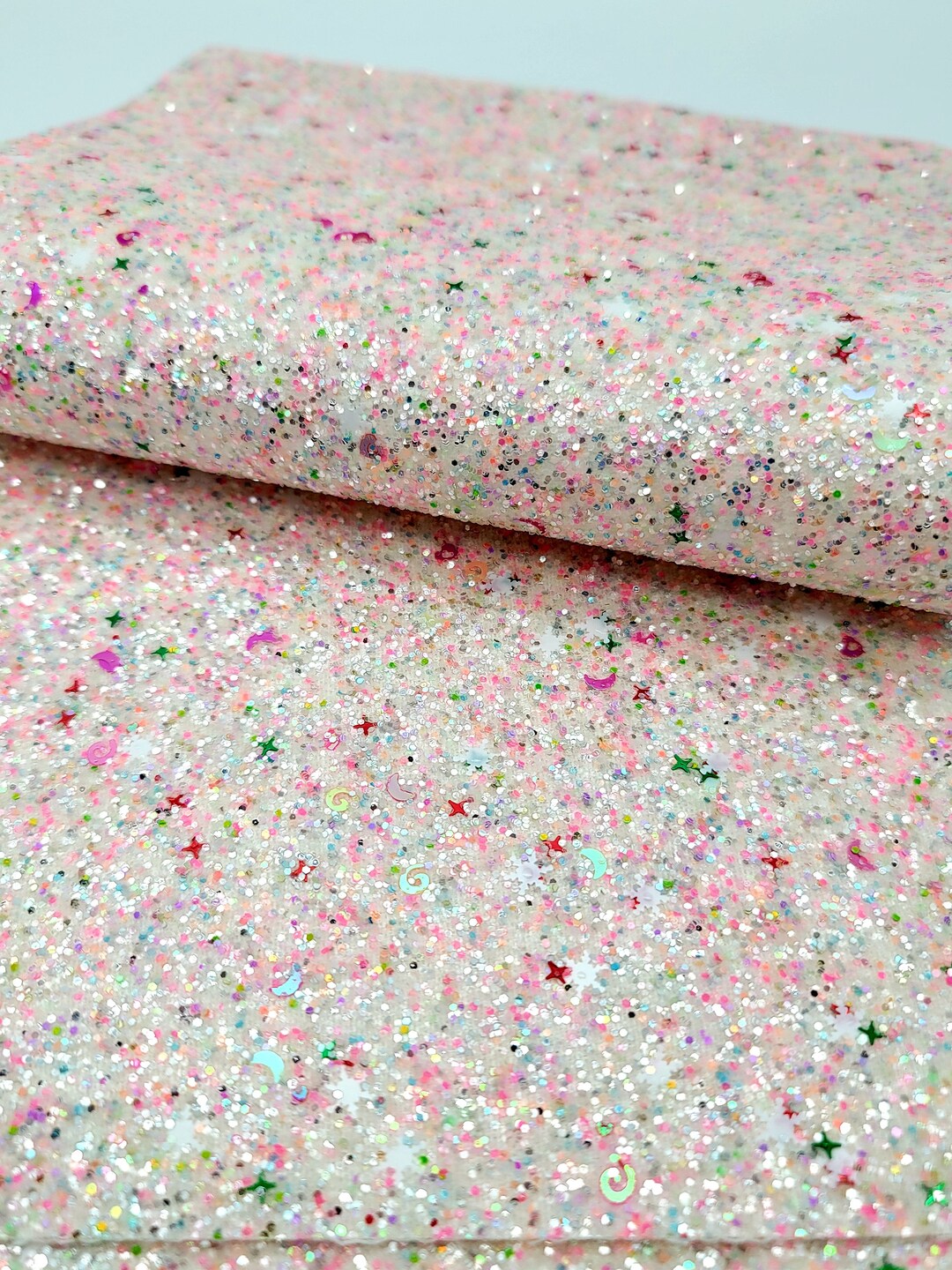 Multi-colored Gel Glitter Sequin Sheets Pink White Iridescent Printed ...