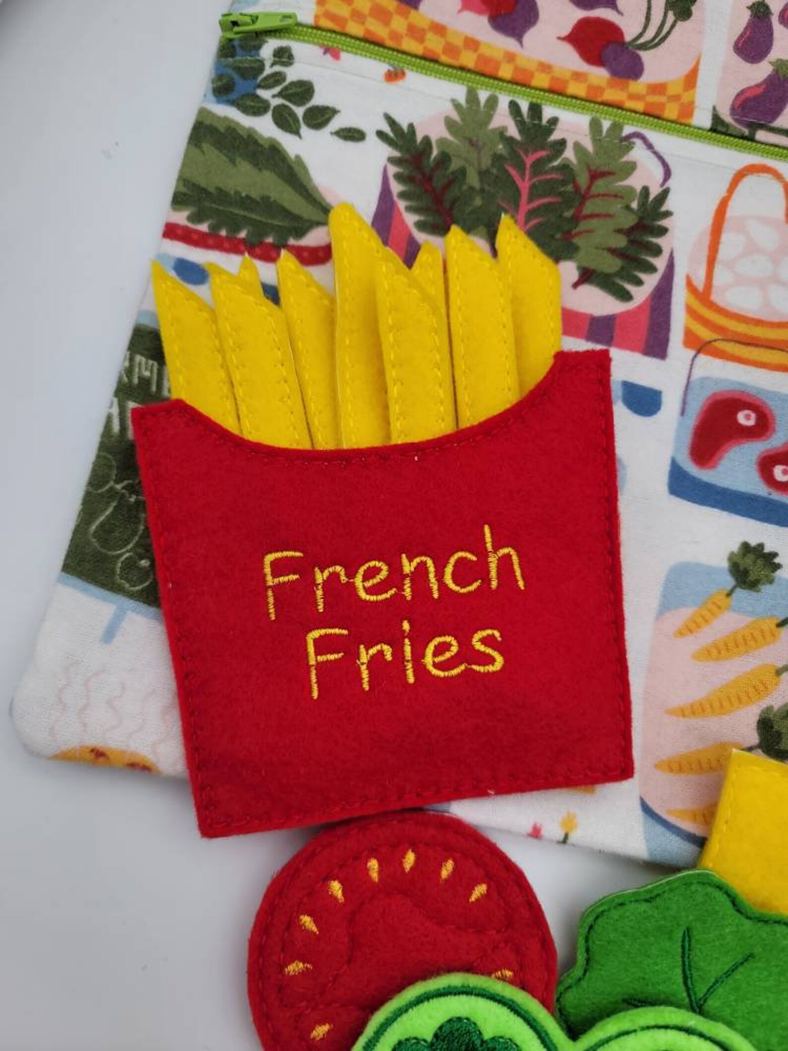 Felt Play Food - Deluxe Burger and French Fry Set Pretend Play Kitchen ...