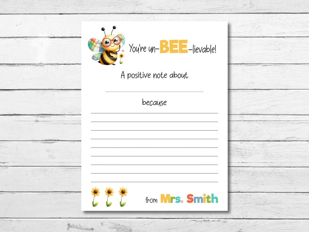 Personalized Bee Brag Notepad, Handmade Teacher Happy Mail Notepad ...
