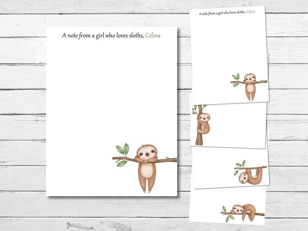 Personalized Handmade Sloth Notepad, 4.25x5.5 Inch Sloth Paper, Custom ...
