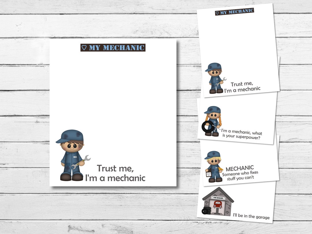 Mini Mechanic Notepad, Cute Auto Repair Note Pad, Service Technician ...