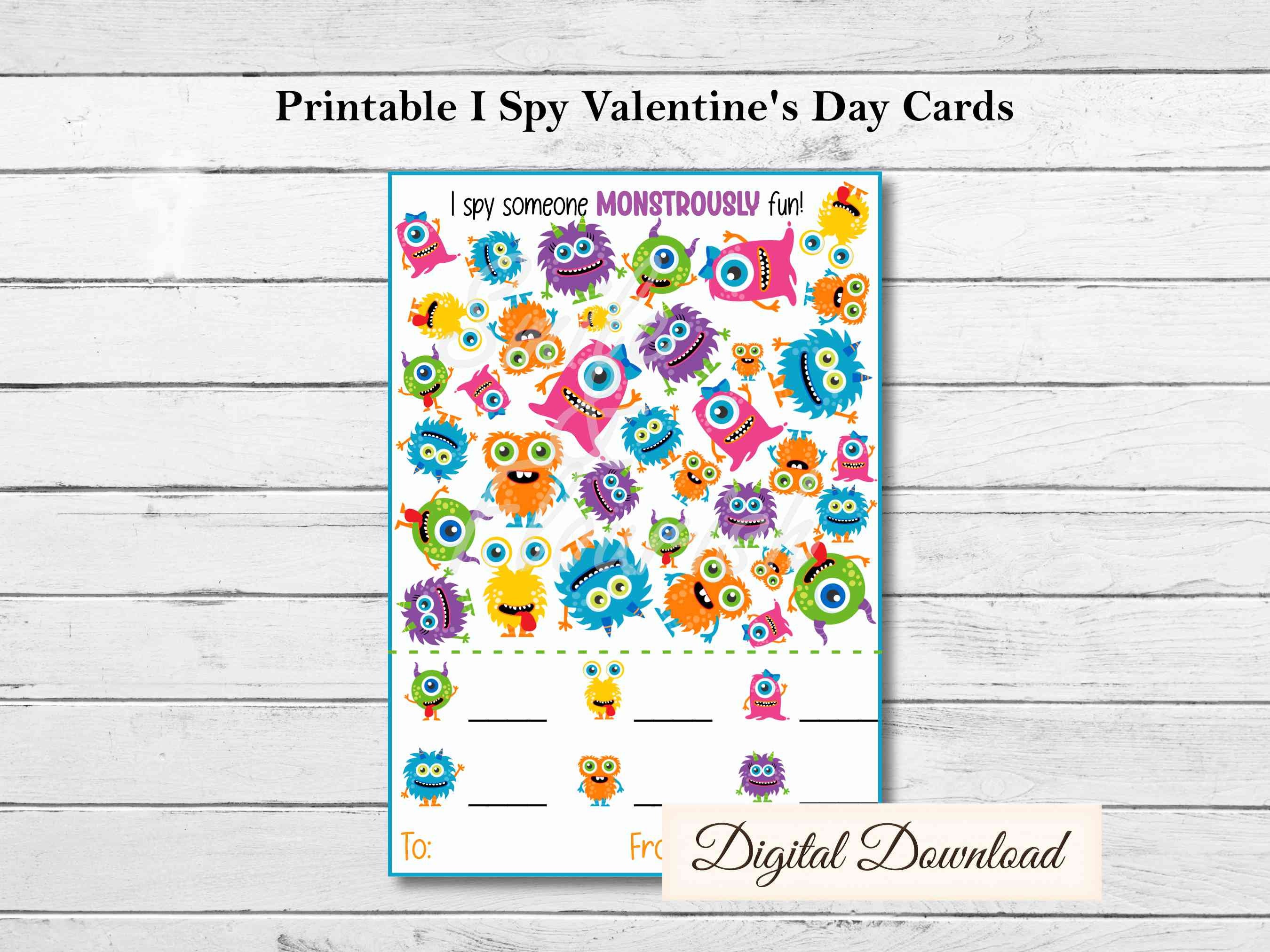 I Spy Monster Valentine Cards for Kids, Monsterously Fun Digital ...