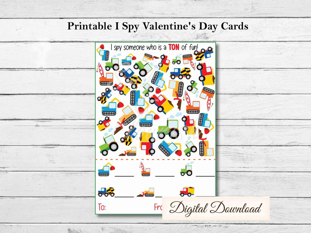 I Spy Truck Valentine Cards for Kids, Tons of Fun Digital Instant ...