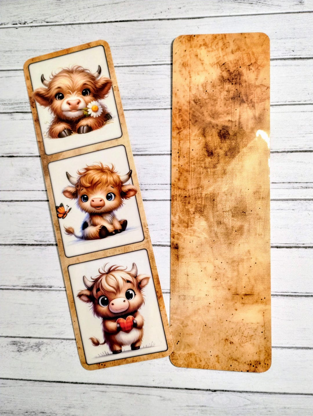 Highland Cow Bookmark, Handmade Double Sided Laminated Page Keeper ...