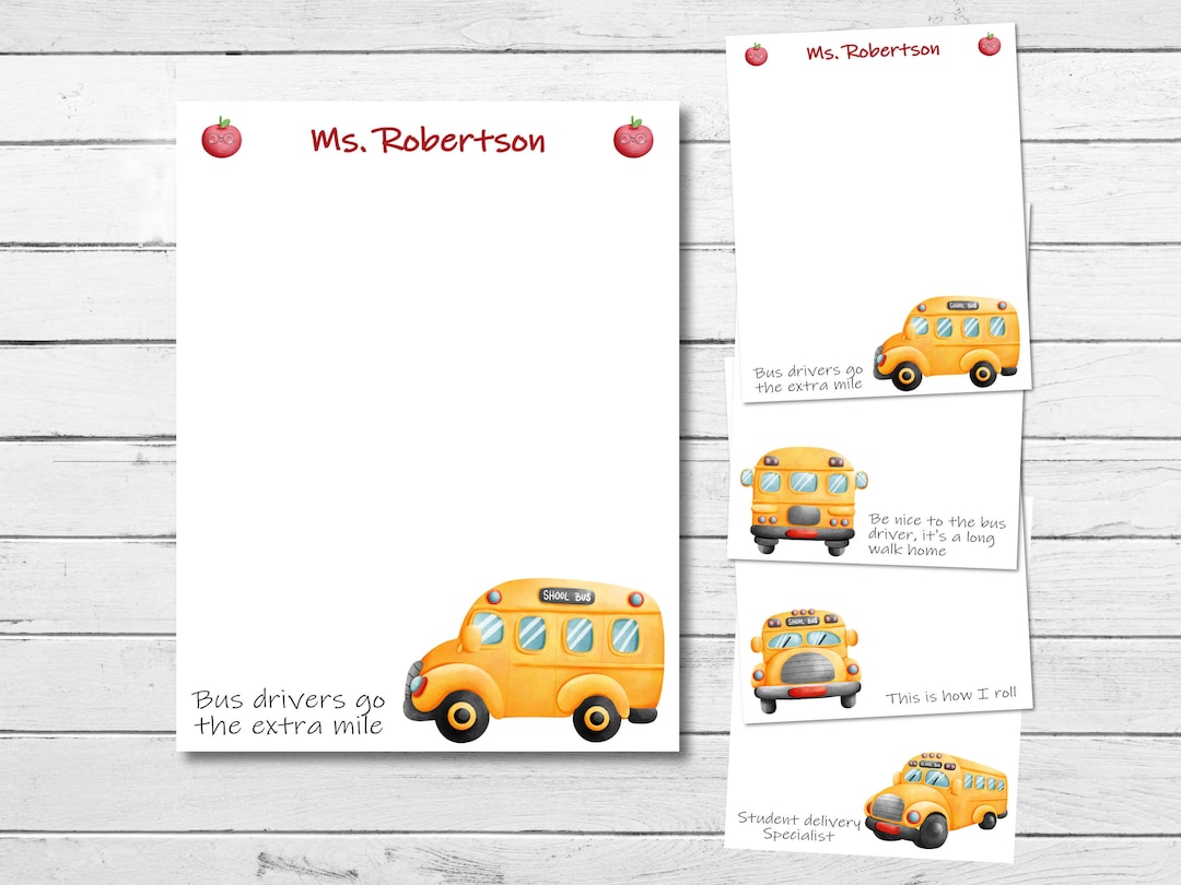 Personalized Handmade Bus Driver Notepad, 4.25x5.5 Inch School Bus ...