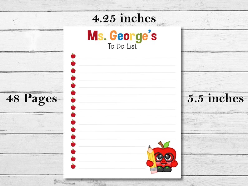 Personalized Teacher to Do List Pad, Handmade Custom Teacher List ...