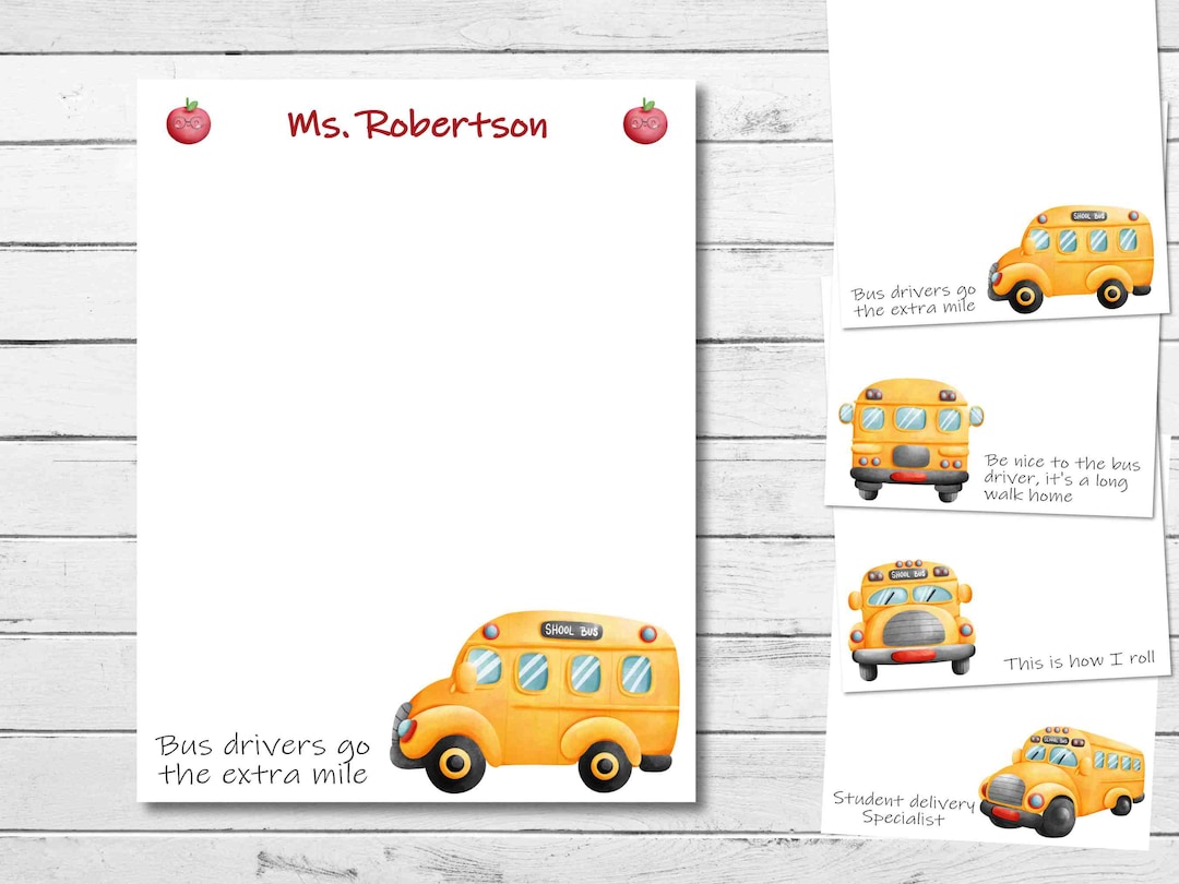 Personalized Handmade Bus Driver Notepad 4.25x5.5 Inch School - Etsy