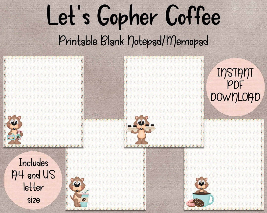 Coffee Notepad, PRINTABLE Memo Pad, Donut Paper, Notepad Digital ...