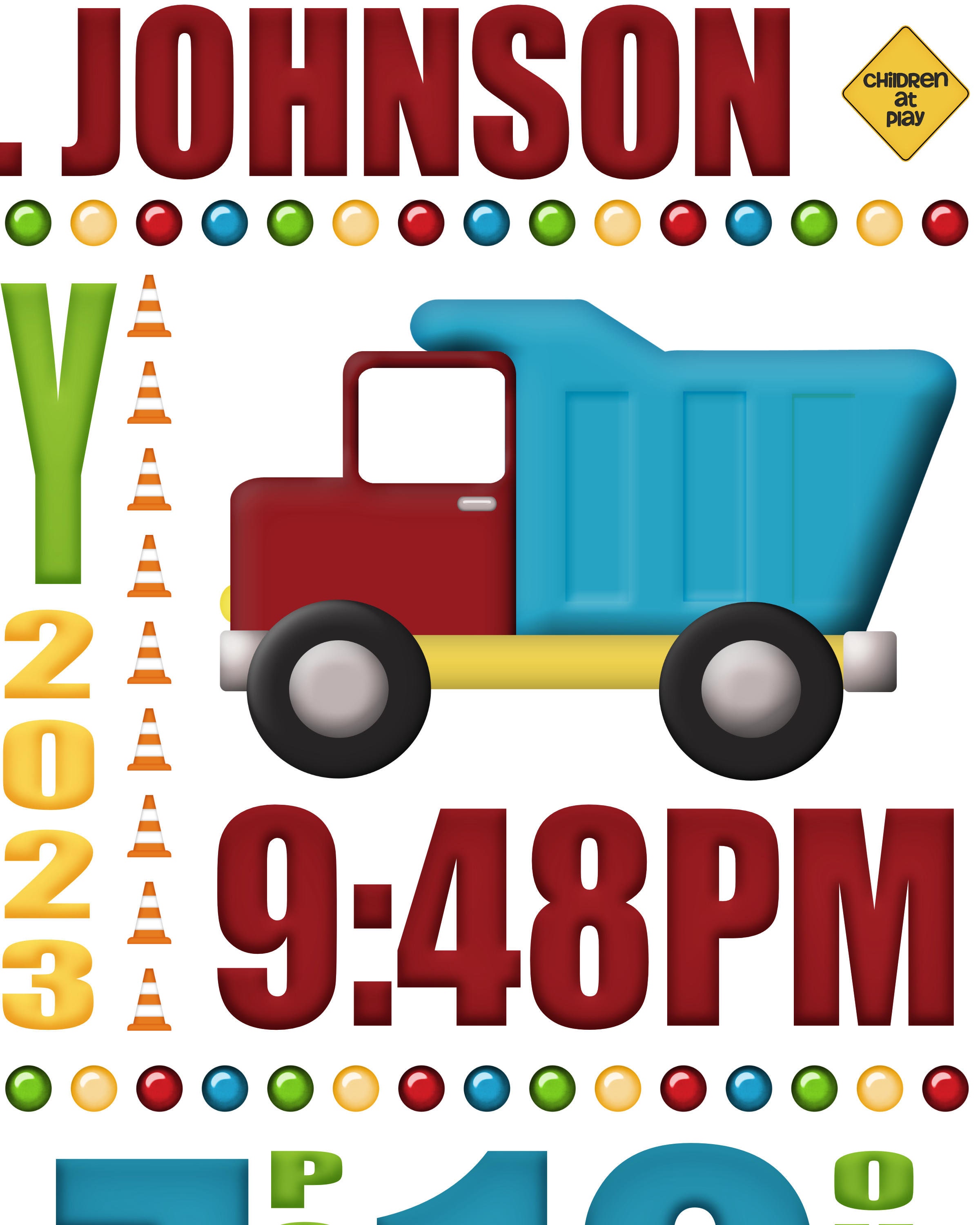 Construction Birth Stats, Wall Art, Truck Nursery Decor, Dump Truck ...
