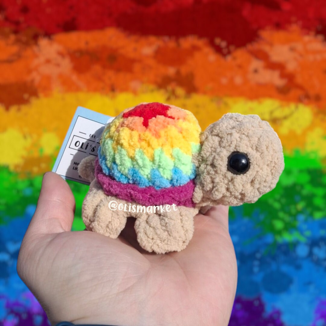 Rainbow Pride Turtle - Pride Crochet Turtle Plushie - Pan Flag - LGBT ...
