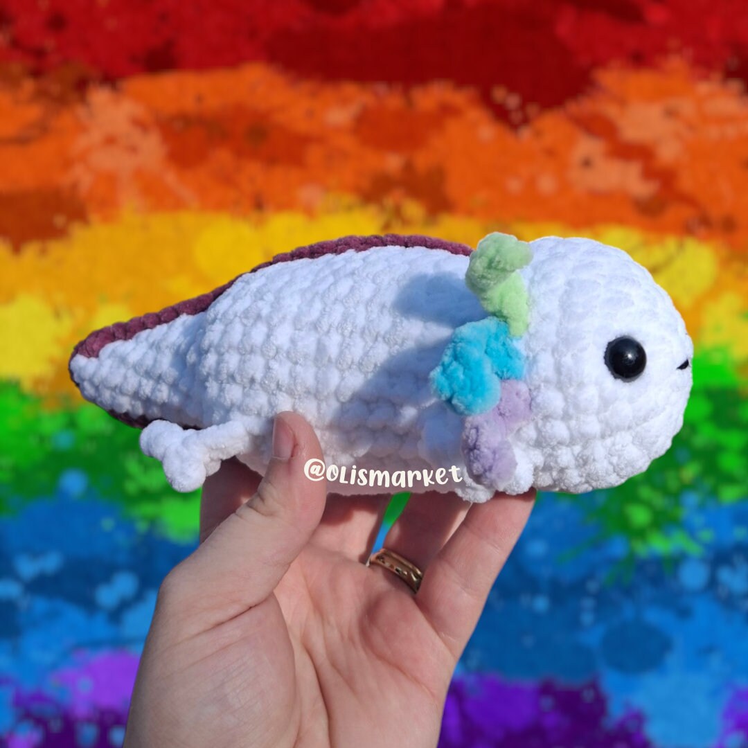 Rainbow Pride Axolotl - Pride Crochet Axolotl Plushie - Pan Flag - LGBT ...