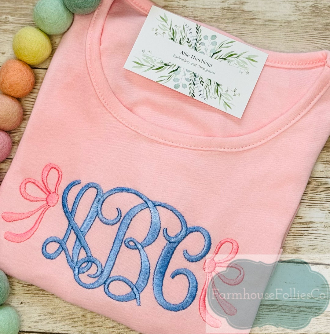 Girls Monogram Shirt, Pink and Blue Shirt for Toddlers, Monogram With ...