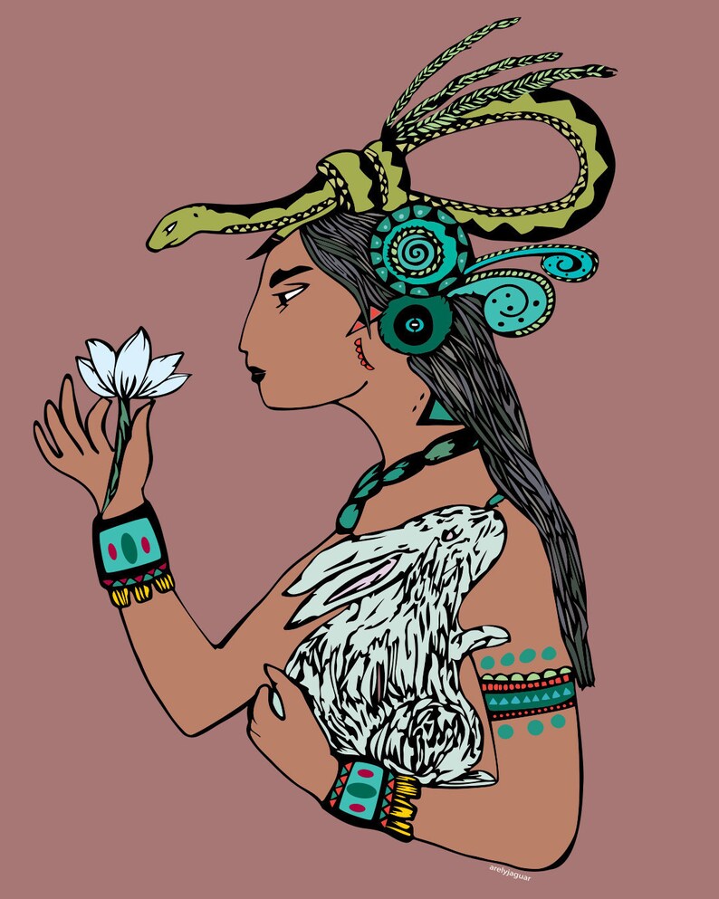 Ixchel 4 X 6 Art Print - Original Art - Ixchel- Mayan Goddess - Maya - Etsy