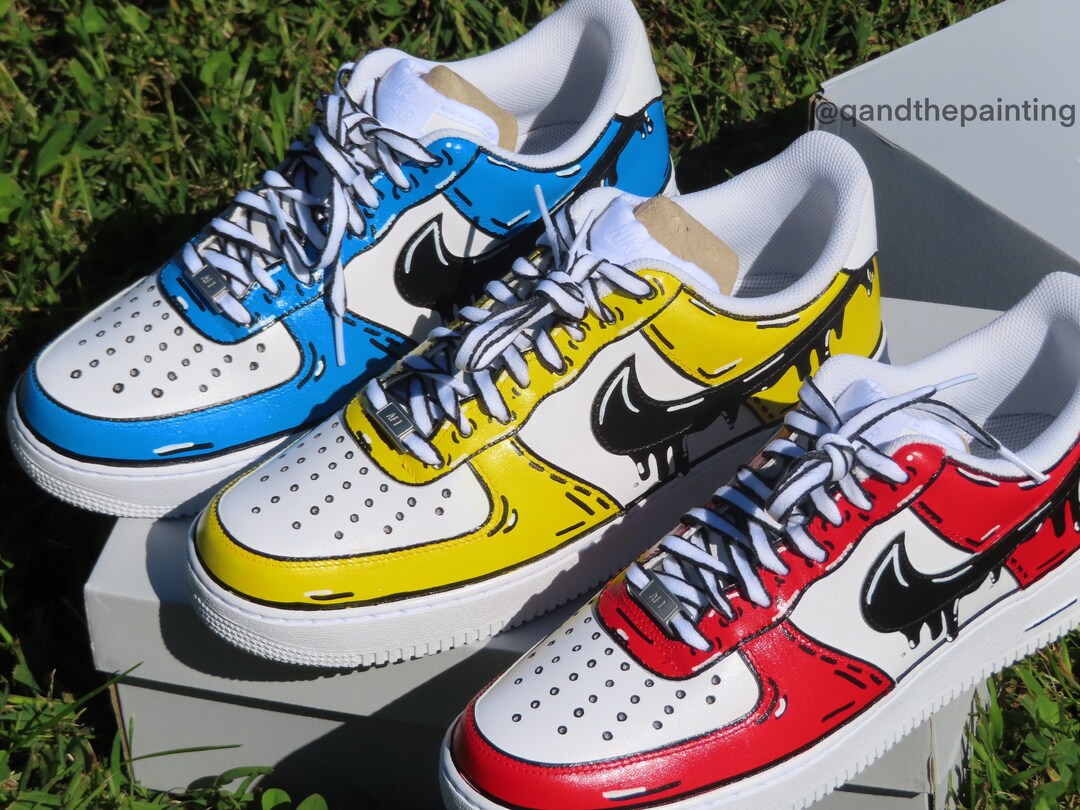 Nike Air Force 1 Custom "r-y-b Cartoon Drip" Design (any Size/ Made to ...