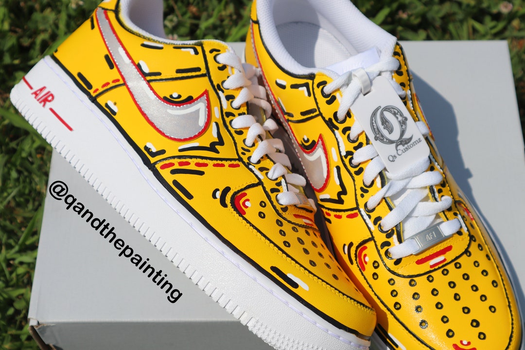Nike Air Force 1 Custom “off-white University Gold Inspired Design ...