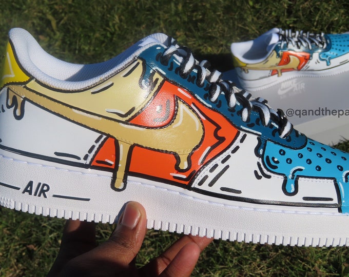 Nike Air Force 1 Custom “beige Drip” Cartoon Design (any Size/ Made to ...