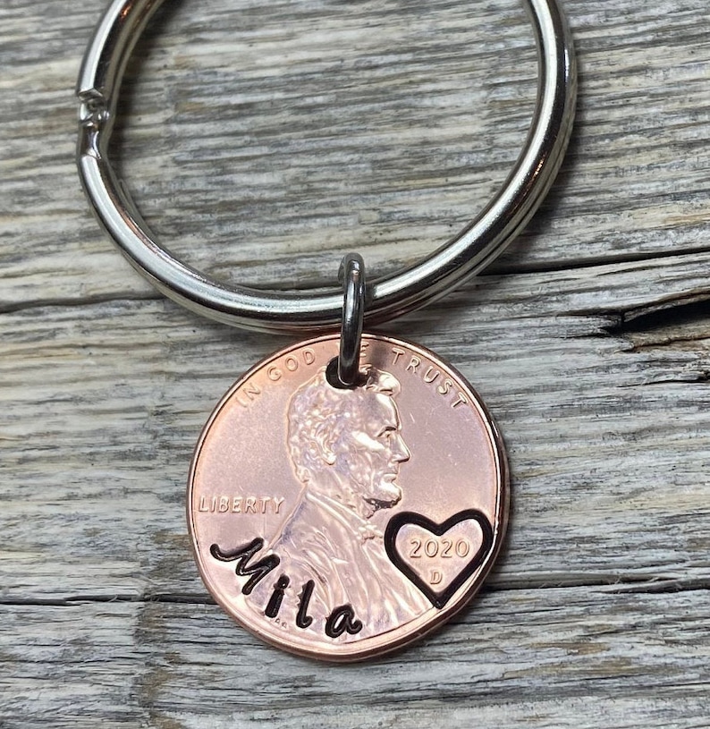 Personalized Penny Keychain Custom Birthday Gift Birthday - Etsy