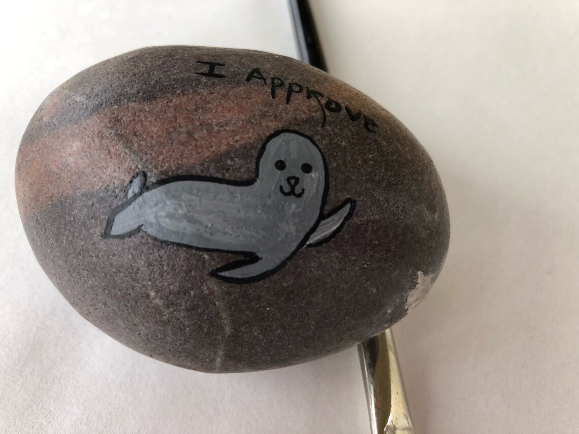 Seal of Approval Rock Pun Based Hand Painted Stone by Bleubirdrocks - Etsy
