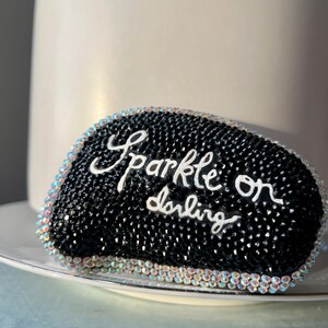 Bedazzled Black and Sparkle Painted Stone Rock Gift for Her - Etsy